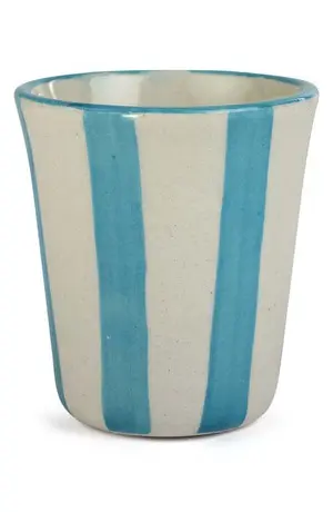CASA AMAROSA Stripe Ceramic Drinking Glass - Aqua