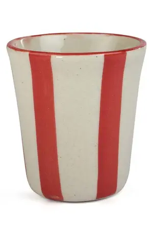 CASA AMAROSA Stripe Ceramic Drinking Glass - Red