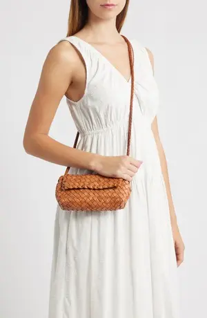 LOEFFLER RANDALL Vinnie Woven Leather Crossbody Bag - Timber