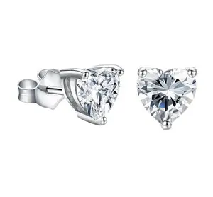 DONATELLO GIAN Sterling Heart Cut Moissanite Stud Earrings - Silver