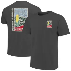 IMAGE ONE Nebraska Huskers Comfort Colors Minimal Vista Distressed Graphics T-shirt - Graphite