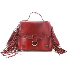 Bed Stu Leather Crossbody Handbag With Fringe - Cherry Lacquer Dd