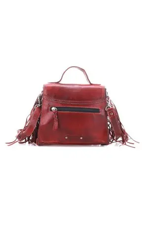 Bed Stu Leather Crossbody Handbag With Fringe - Cherry Lacquer Dd