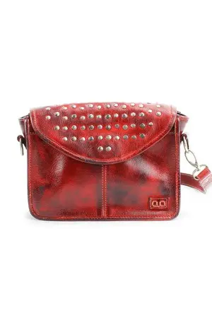 Bed Stu Studded Leather Crossbody Handbag - Red Dd