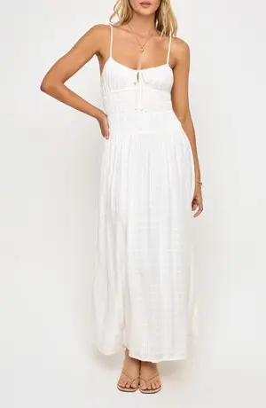 L*Space Tala Shirred Waist Cover-up Maxi Sundress - Cream