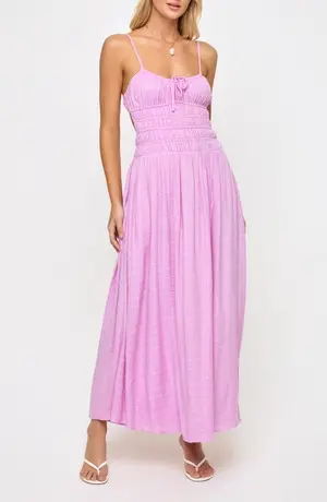 L*Space Tala Shirred Waist Cover-up Maxi Sundress - Light Iris
