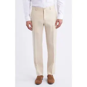 Berle Flat Front Linen Trousers - Butter