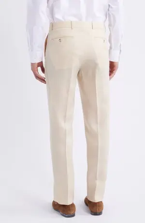 Berle Flat Front Linen Trousers - Butter
