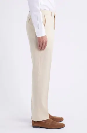 Berle Flat Front Linen Trousers - Butter