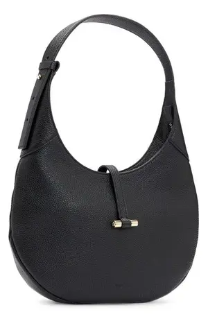 BOSS Lidney Leather Hobo Bag - Black