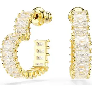 SWAROVSKI Matrix Crystal Heart Hoop Earrings - White/ Gold
