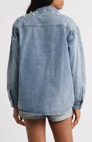 PTCL Delilah Imitation Pearl & Rhinestone Denim Jacket