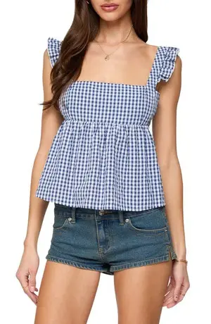 EDIKTED Gingham Tie Back Tank
