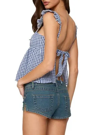 EDIKTED Gingham Tie Back Tank
