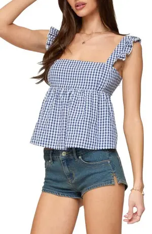 EDIKTED Gingham Tie Back Tank