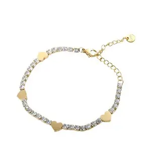 MAZIN JEWELS Heart Tennis Bracelet - Gold