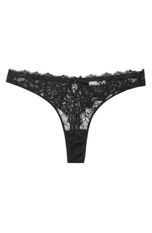 FLEUR DU MAL Bianca Lace Thong Black
