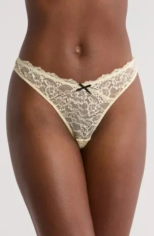 Fleur Du Mal Bianca Lace Thong - Buttercup
