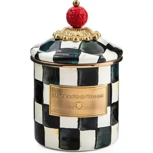 MACKENZIE-CHILDS Courtly Check Enameled Steel Demi Canister - Black/white