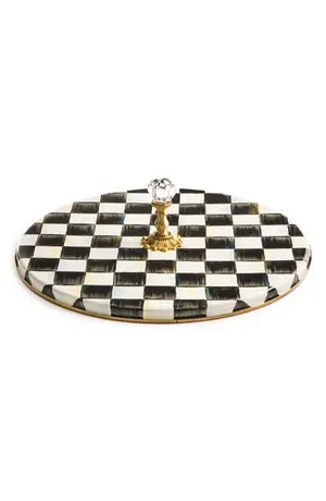MACKENZIE-CHILDS Courtly Check Enameled Steel Cheese Course - Black/white