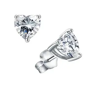 DONATELLO GIAN Sterling Moissanite Heart Stud Earrings - Silver