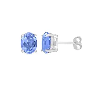 DONATELLO GIAN Oval Cut Created Tanzanite Stud Earrings - Blue