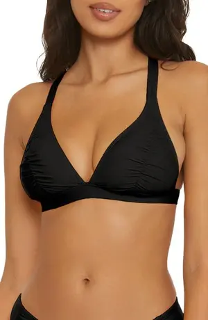 BCA BY REBECCA VIRTUE Shirred Halter Bikini Top - Black