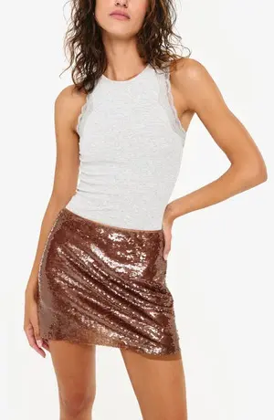 Cami Nyc Riyo Sequin Miniskirt - Carob