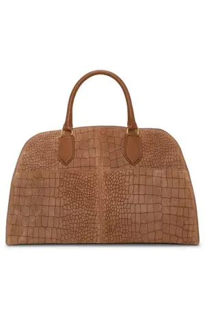Vince Camuto Tasha Croc Embossed Leather Satchel - Brown