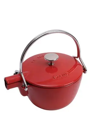 STAUB 1-quart Enameled Cast Iron Tea Kettle - Cherry
