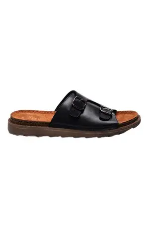 A. VEER Havana Double Strap Sandal - Black Leather