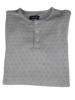 LEDGER & FORD Folsom Basketweave Henley - Grey