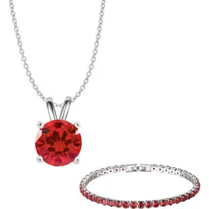 DONATELLO GIAN Crystal Necklace And Bracelet Set - Red