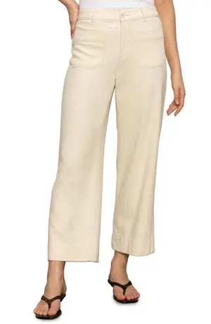 Sanctuary High Waist Wide Leg Cropped Cotton Pants