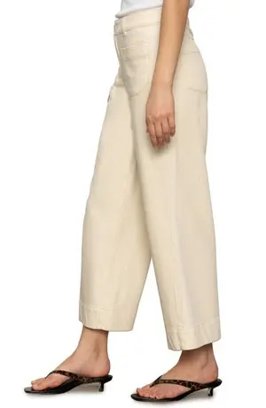 Sanctuary High Waist Wide Leg Cropped Cotton Pants
