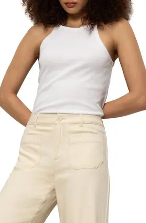 Sanctuary High Waist Wide Leg Cropped Cotton Pants