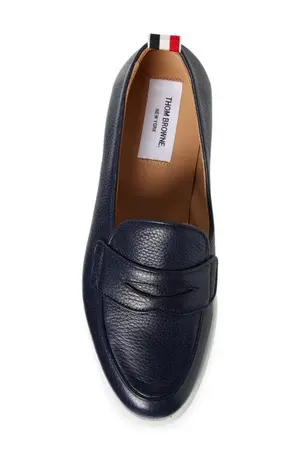 Thom Browne Varsity Square Toe Penny Loafer - Navy