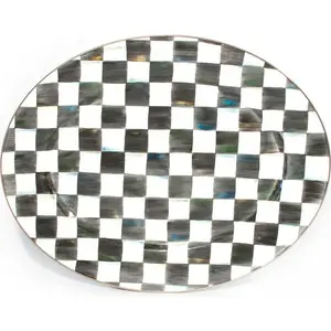 MACKENZIE-CHILDS Courtly Check Large Enameled Steel Oval Platter Black/ White