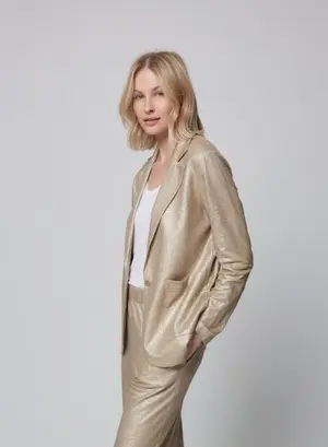Majestic Filatures Stretch Metallic Linen One-button Blazer