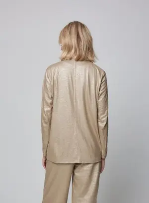 Majestic Filatures Stretch Metallic Linen One-button Blazer