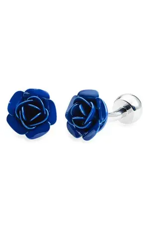 CLIFTON WILSON Rose Brass Cuff Links - Blue