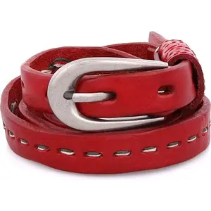 Bed Stu Skinny Leather Belt Red