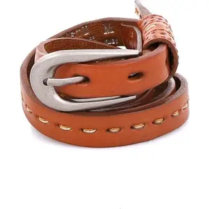 Bed Stu Skinny Leather Belt - Tan