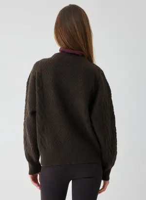Majestic Filatures Yak Wool Blend Cable Knit Crewneck