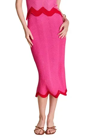 English Factory Scallop Knit Midi Skirt