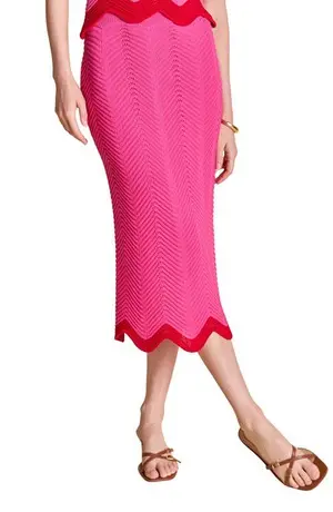 English Factory Scallop Knit Midi Skirt