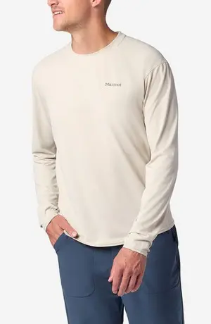 MARMOT Airexchange Solarshield UPF Long Sleeve Crewneck T-Shirt Birch Bark