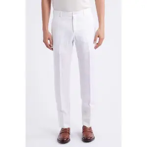 Berle Flat-front Linen Dress Pants - White
