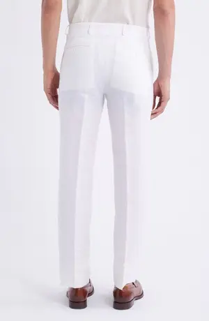 Berle Flat-front Linen Dress Pants - White