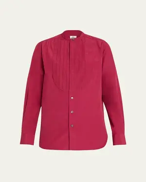 SEBLINE Pleated Bib Shirt - Crmson